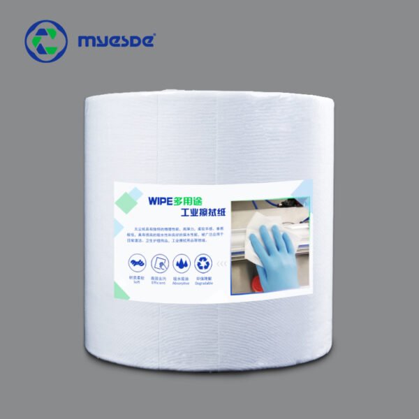 White Jumbo Roll Industrial Wipers – 1 Ply Poly-Cellulose - Myesde Wiper